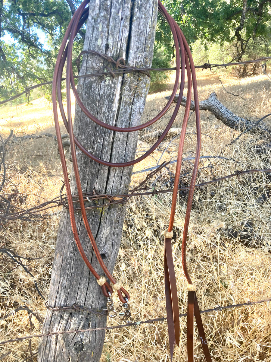 Rolled Split Reins Rawhide Buttons, Hermann Oak® Leather – Buckaroo ...
