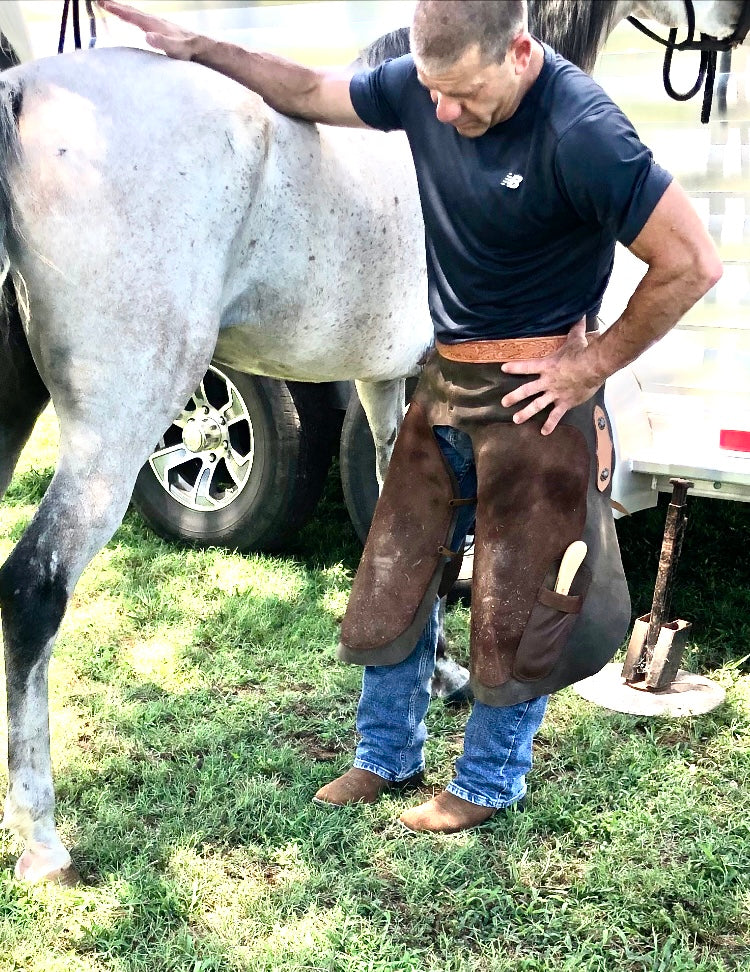 Farrier Shoeing Chaps, Hermann Oak® Leather – Buckaroo Leather Products