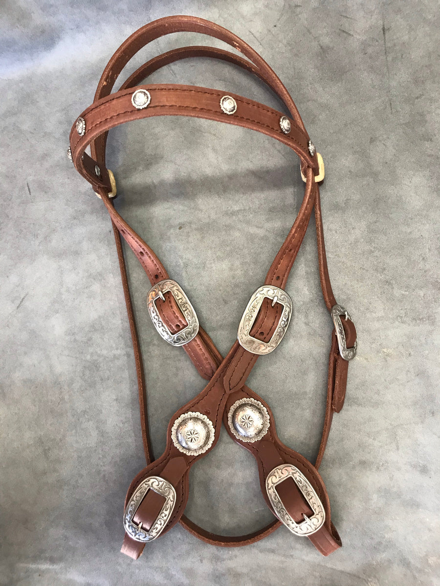 Harness Headstall Old Visalia Style Conchas – Buckaroo Leather Products