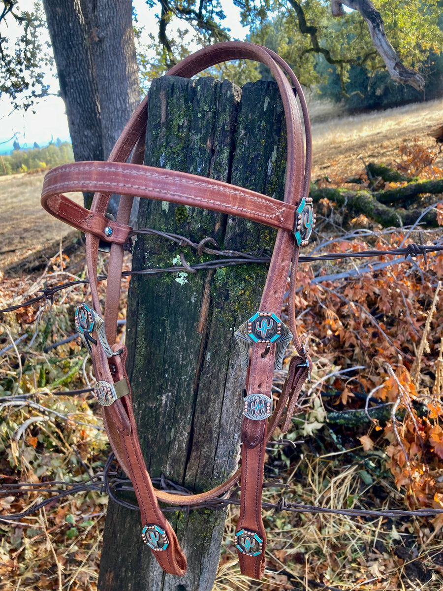 Big Cactus Headstall, Hermann Oak® Leather – Buckaroo Leather Products